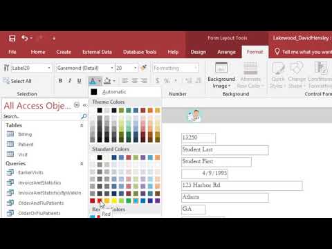 Microsoft Access: Change the Color of Text on a Form