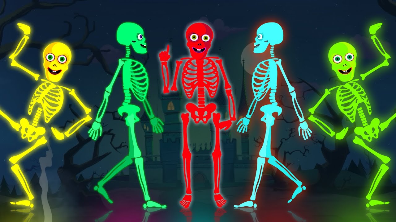 Five Skeletons Dancing On The Bus | Fun Kids Songs | HooplaKidz