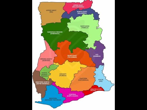 The 16 Region of Ghana and their capital Town