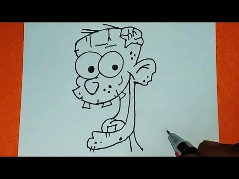 How to Draw a Zombie Head Easy | Zombie Drawing for kids | Halloween ...