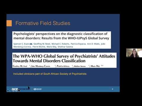 Engagement and Training of Global Mental Health Professionals in WHO's ICD-11. Dr Tahilia J. Rebello