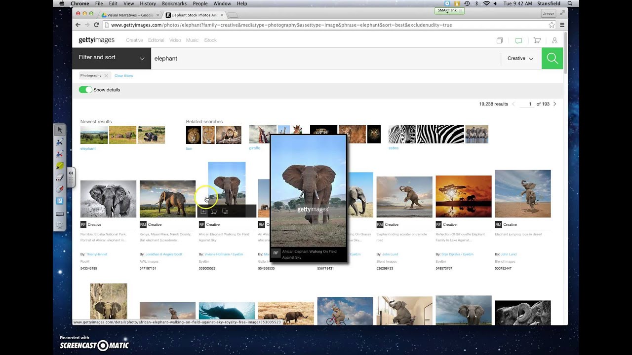 Searching for images using Getty Images
