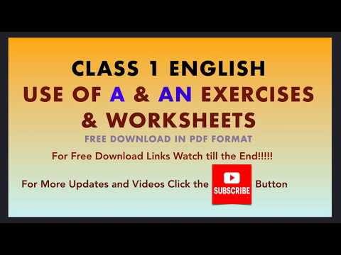 Articles - Use of A & An English Worksheets for Class 1 | Grammar for Grade 1 Kids