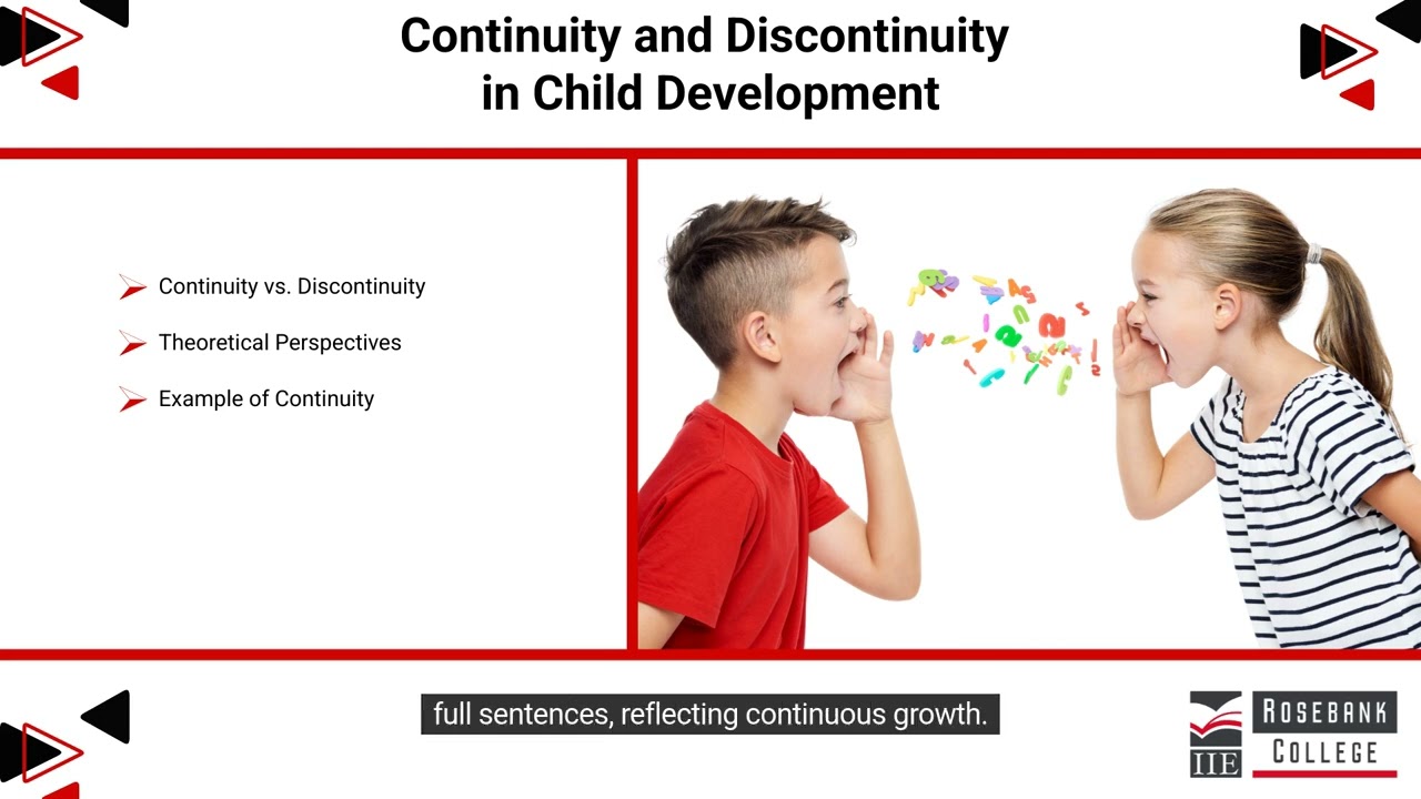 Give an example to demonstrate both continuity and discontinuity in child development (LU1/LO3)