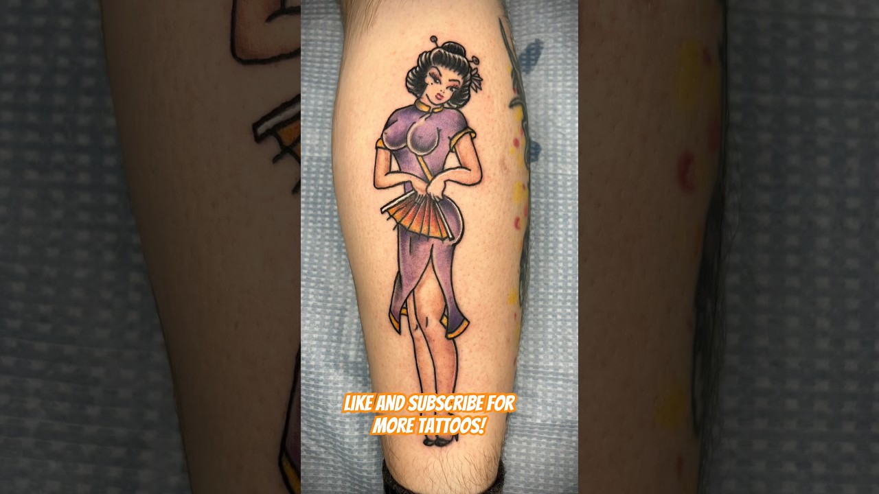 Always a great day when doing a Sailor Jerry pinup girl design! #tattoo #pinupgirl #sailorjerry