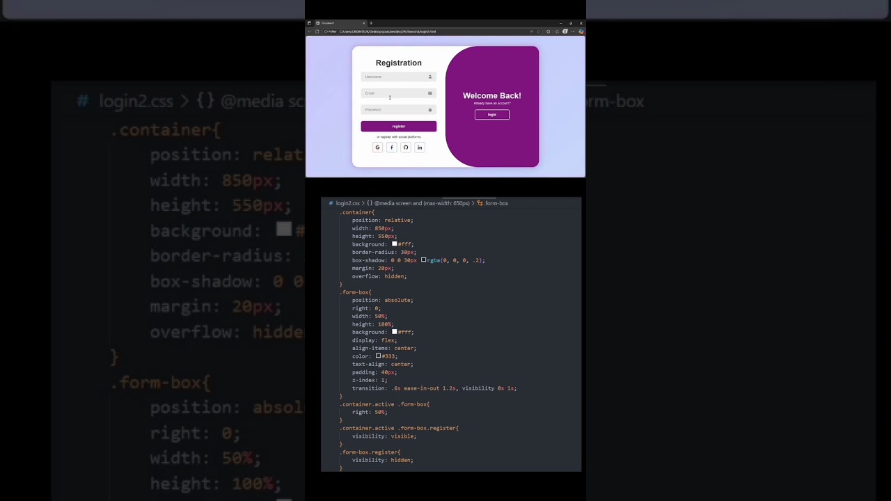 animate login page very easy #short #trending #viralshorts #coding #cssprojects