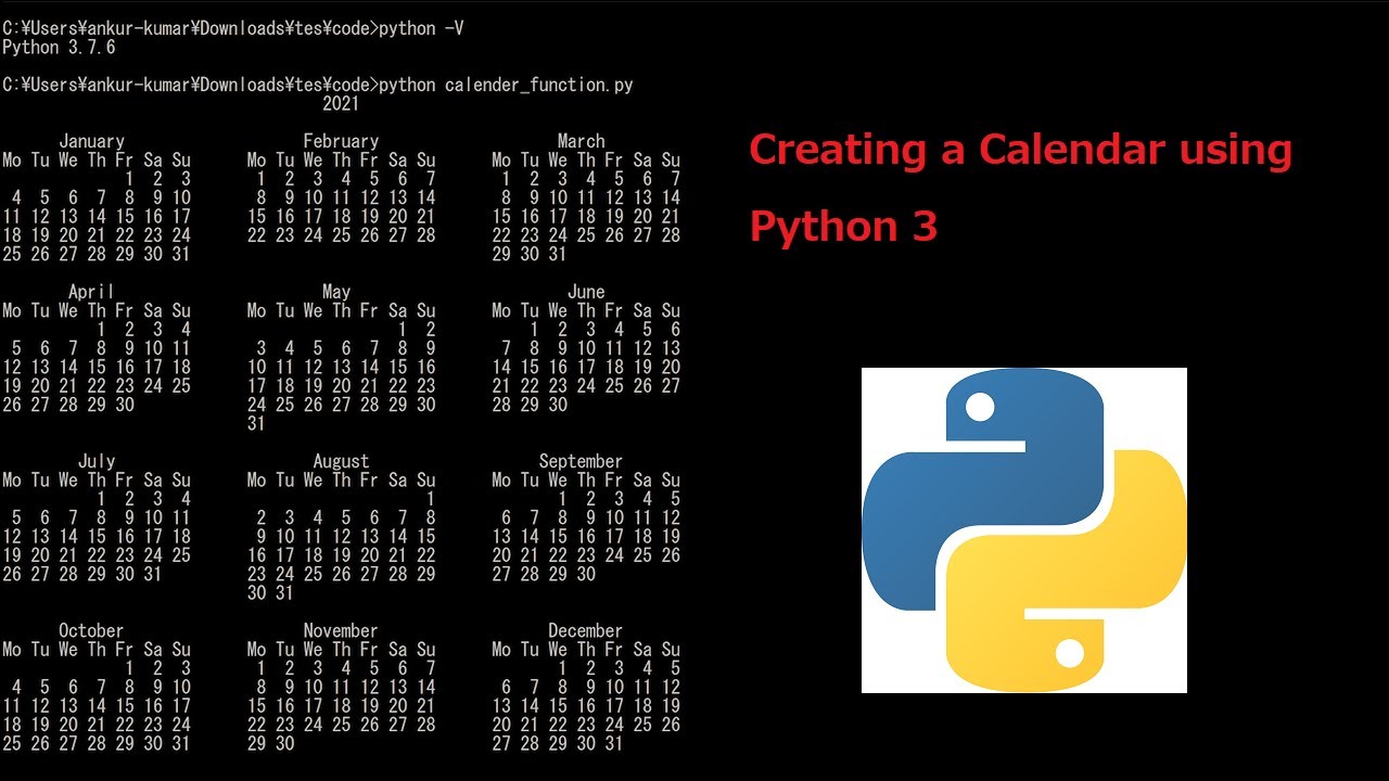 Creating a Calendar using Python 3