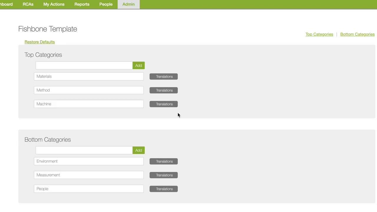 Causelink:  Configuring the Fishbone Template
