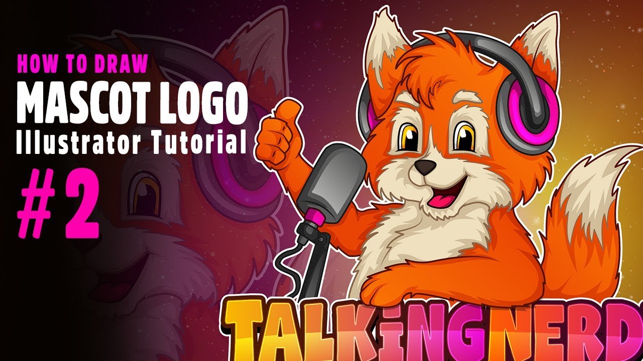 Mascot Cartoon Logo Design Illustrator Tutorial / Speed art #2 (talkingnerdy)