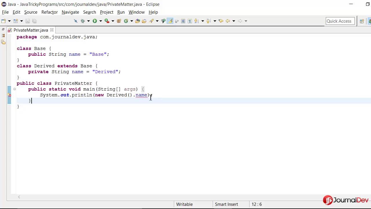 Java Tricky Program 15 - hiding superclass variable method