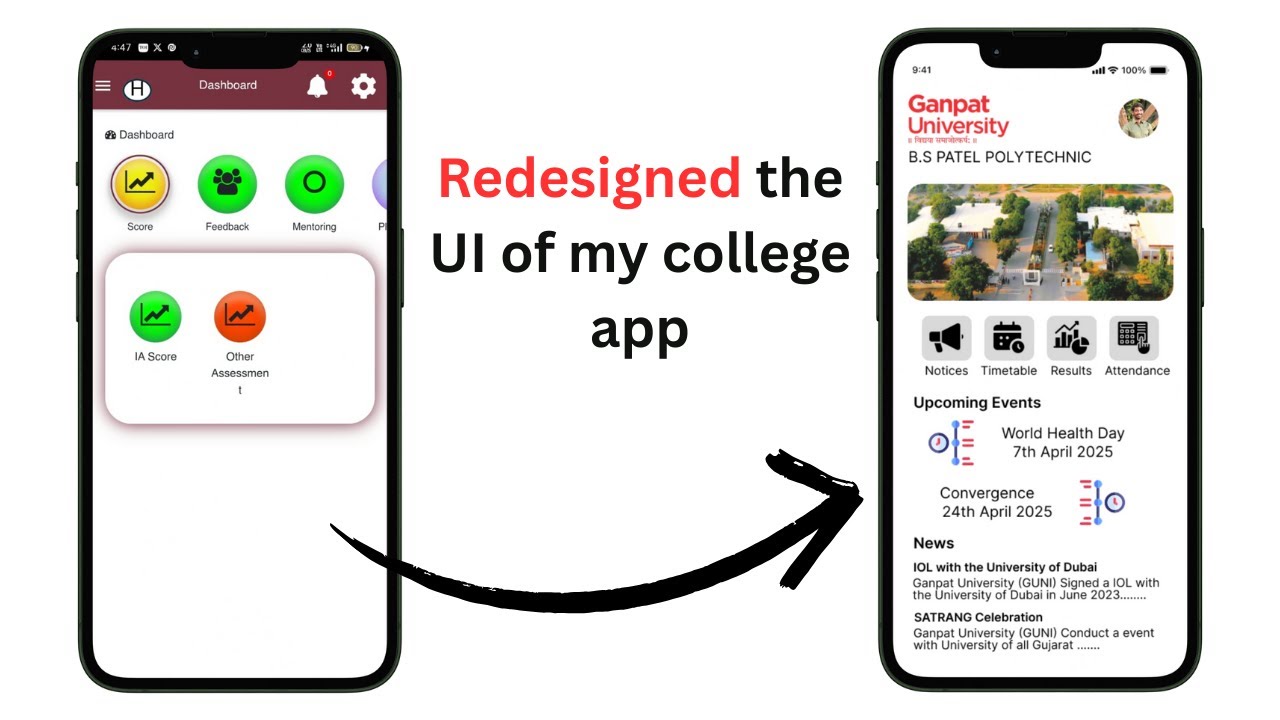 RECREATE UI/UX OF MY COLLEGE APP (GANPAT UNIVERSITY) | USING FIGMA