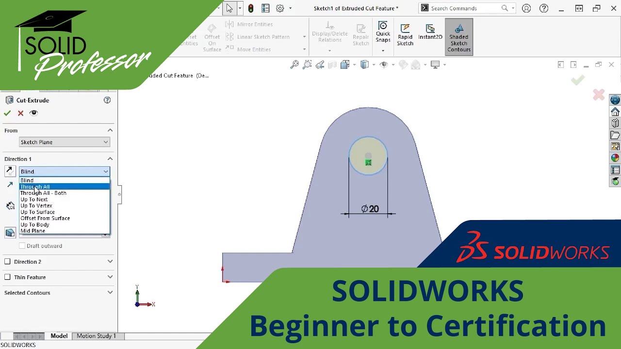 SOLIDWORKS Beginner to Certification – Extruded Cut Feature