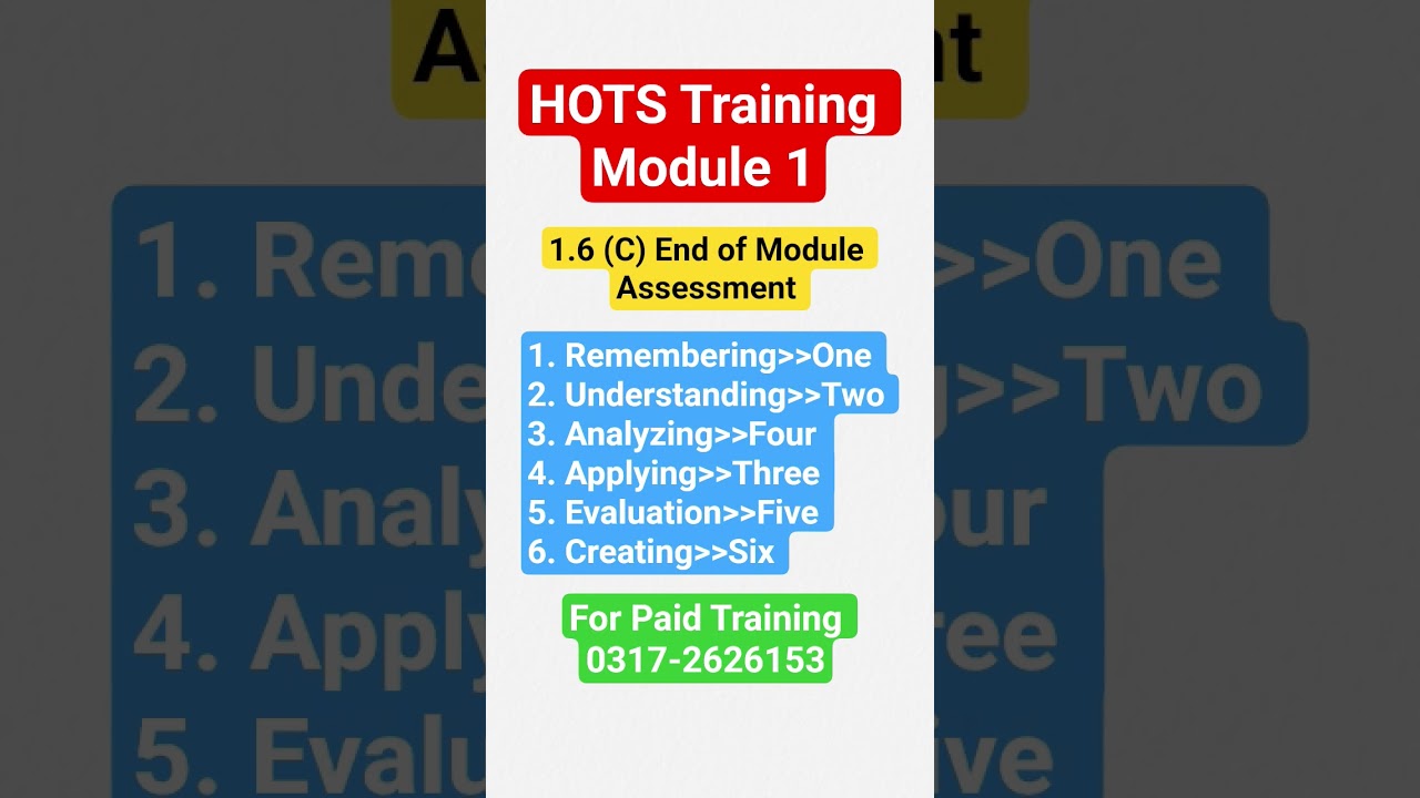 HOTS Training Module 1 1.6 (C) End of Module Assessment