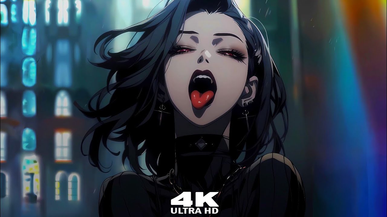 1 Hour loop 4k Goth Anime Girl Live Wallpaper & Screensaver #anime #wallpaper