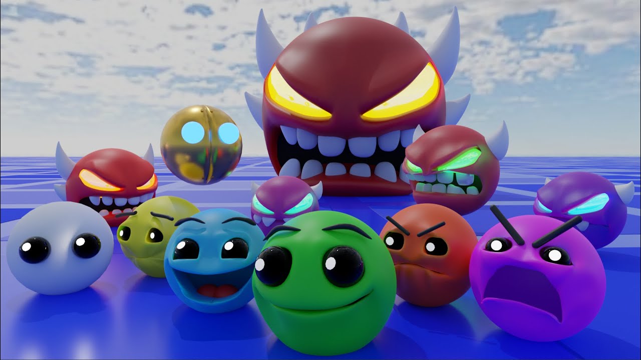 All Geometry Dash Difficulty Faces Animated