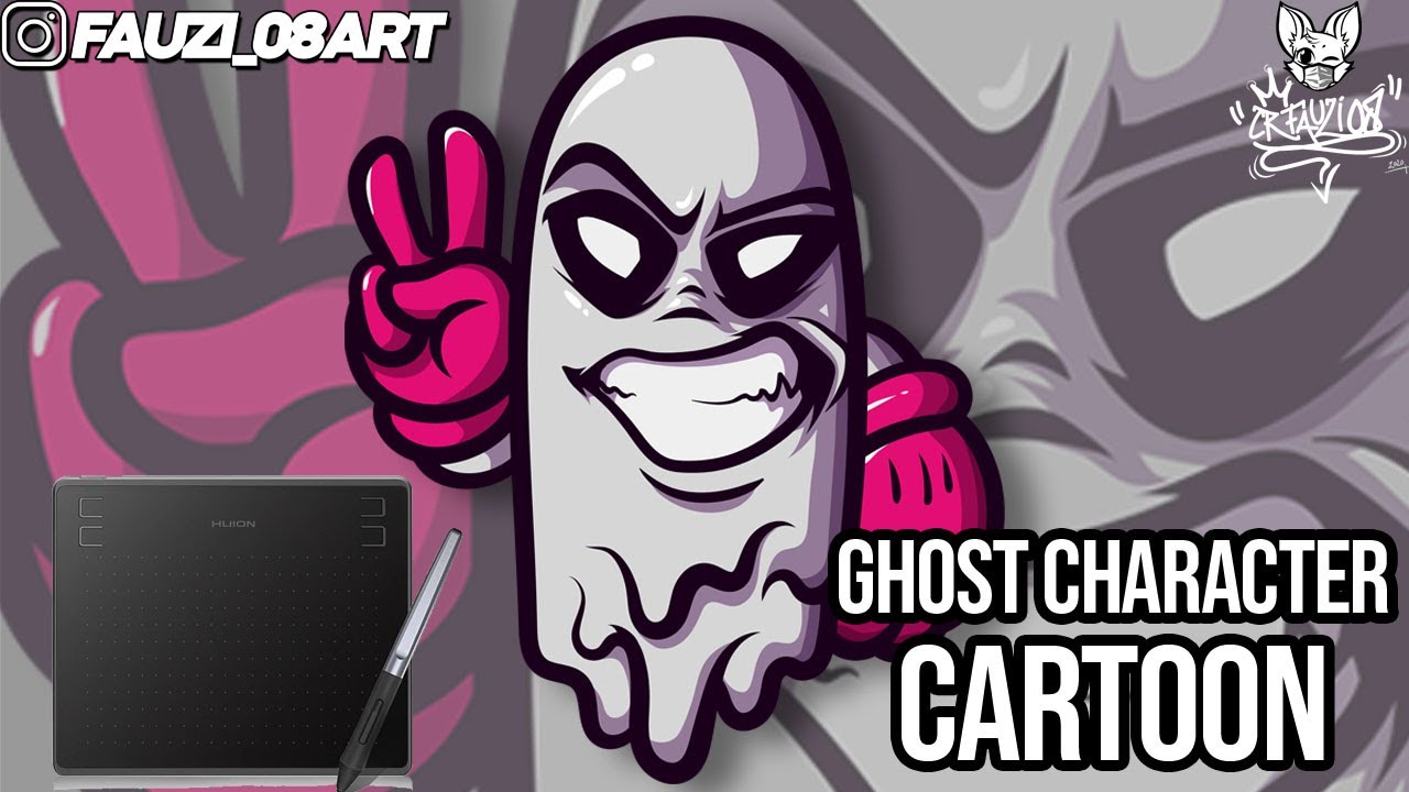 How to draw a cartoon Vector ghost character, with adobe illustrator Full!
