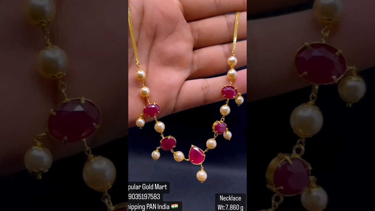 👌 Beautiful pearl & Ruby necklace ❤️ #goldshopping #youtubeshorts #shortvideos #shorts