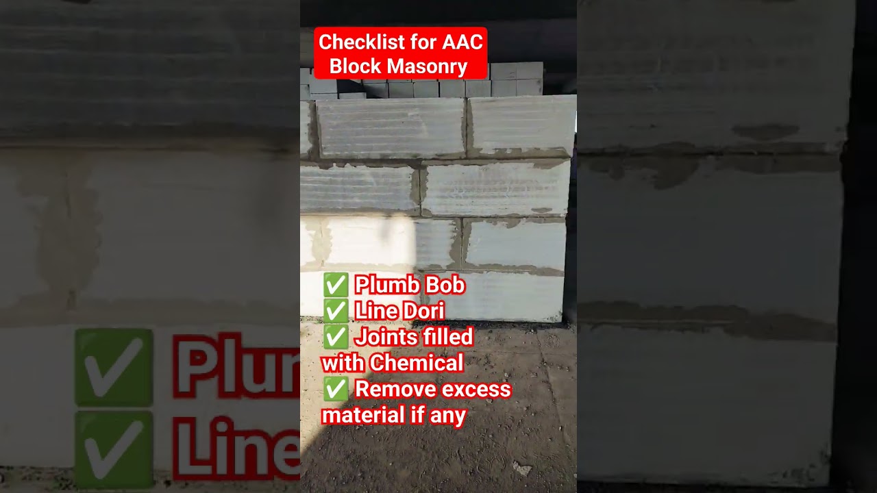 Checklist ✅ for AAC Block Masonry #aacblocks #aacblockschecklist #masonrywork #construction