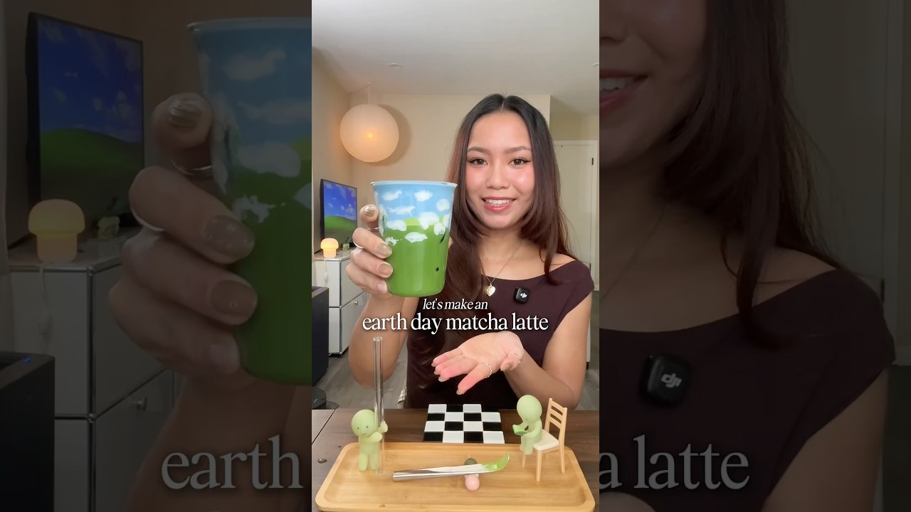making an earth day matcha latte 🌎🍵☁️ (windows xp matcha)