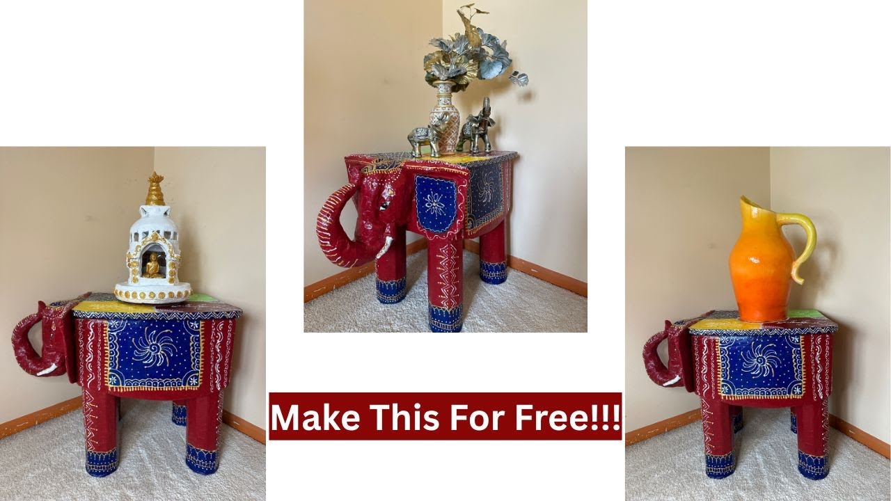 ¡Convierte una vieja caja de cartón en una original mesa con forma de elefante, gratis!