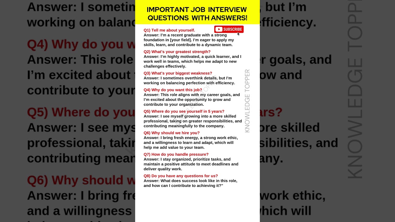 8 Most Important Job Interview Questions and Answers