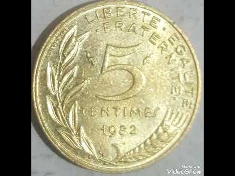 5 Cents 1982 Mariane France, coin value.
