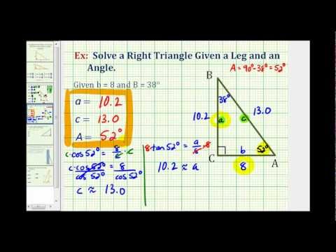 Solve a Right Triangle Given an Angle and a Leg | Math Help from ...