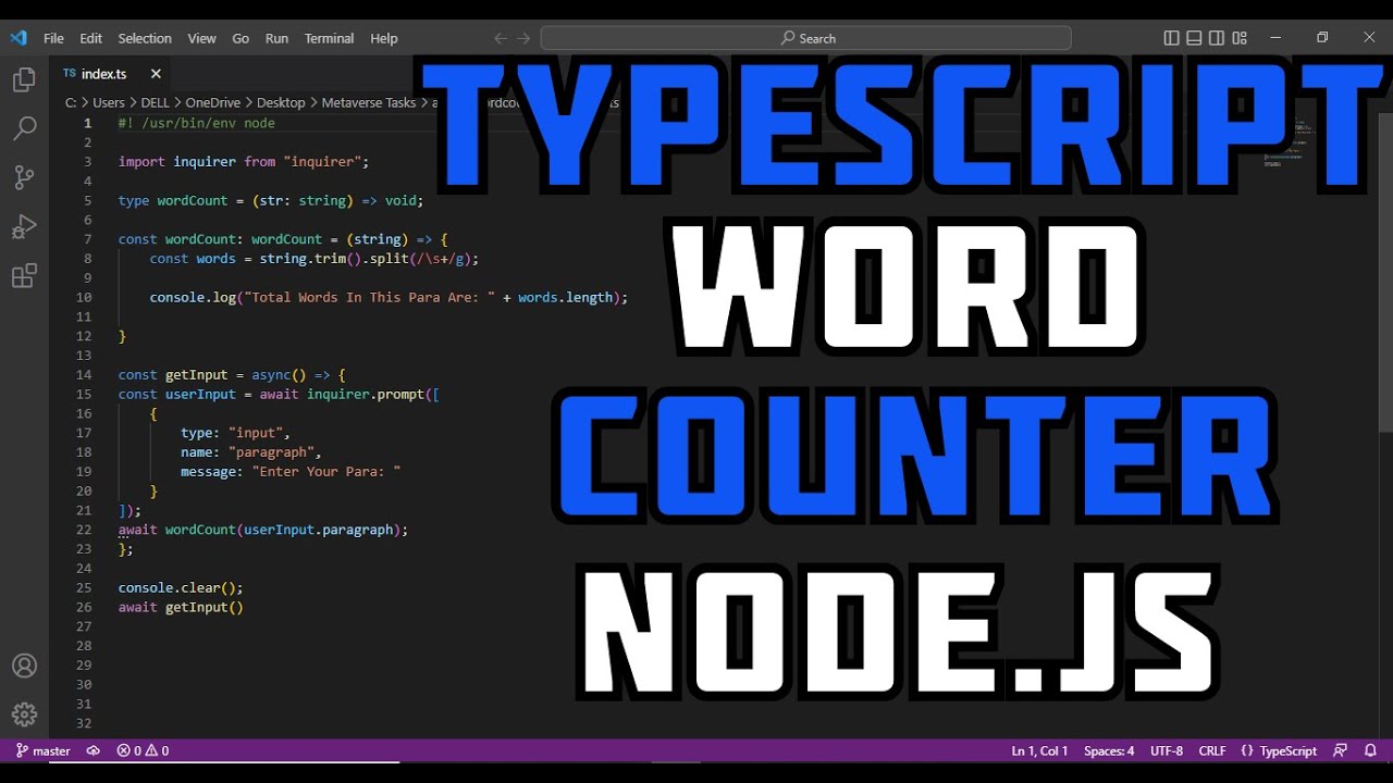 Develop a Word Counter using TypeScript and Node.js