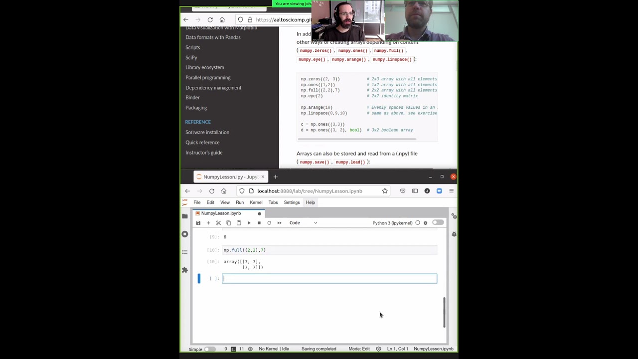 1.3 Numpy - Python for Scientific Computing 2021