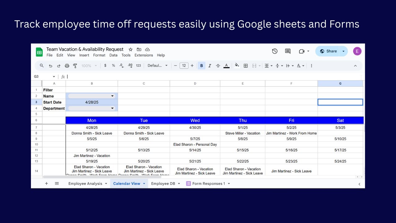 how to track employee time off using google sheets