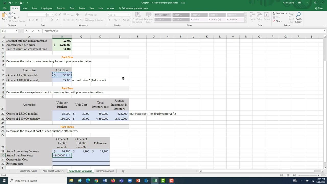 AC243 Unit 11 Example Problem for an Optimal Order Quantity