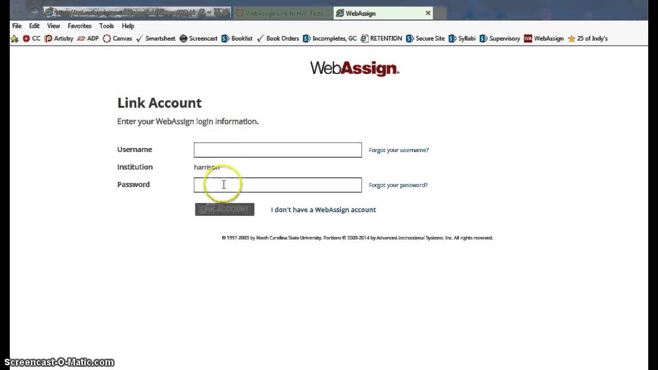 Harrison College - Registering for WebAssign