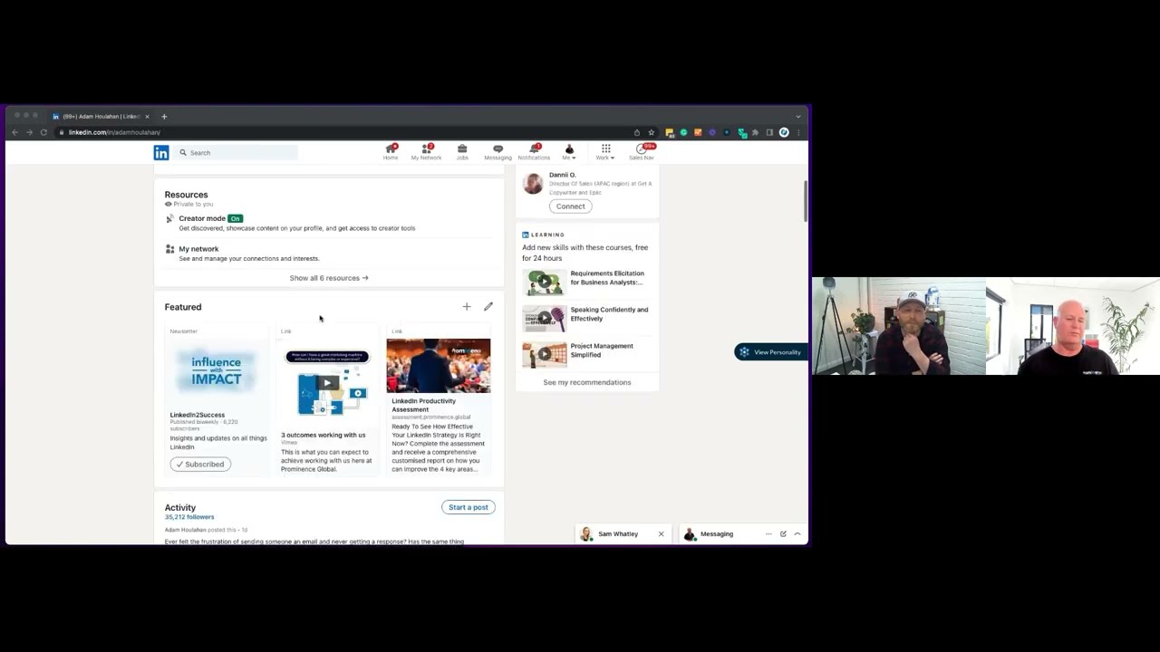 Adam Houlahan - Strategies for a High Performing LinkedIn profile