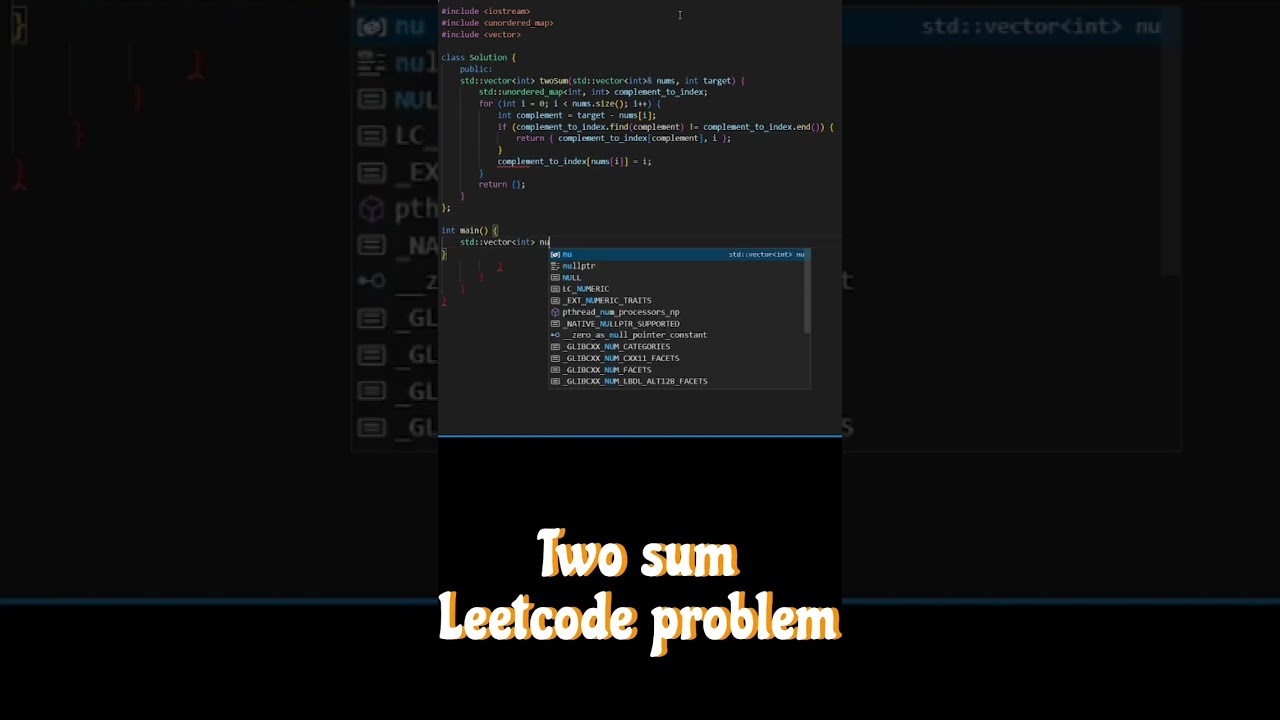 Two sum leetcode problem #1 #leetcode #coding #algorithm #cpp #dsa #array #datastructures #coding