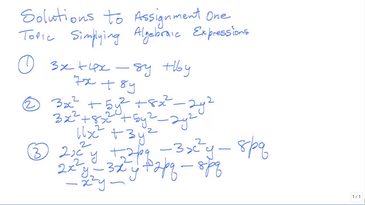 CSEC Mathematics Simplifying Algebraic Expressions Solution To Assignment 1