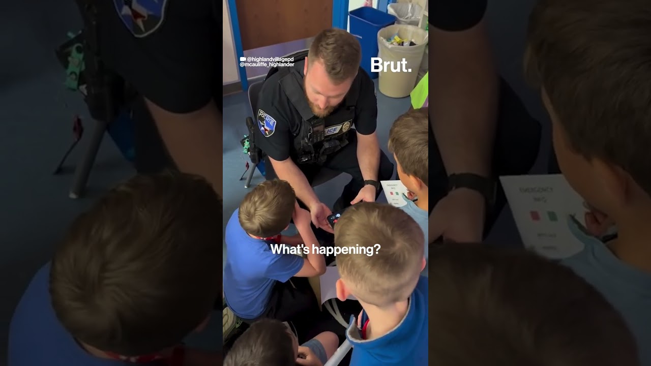 Police officer teaches kids not to be scared to call 911.