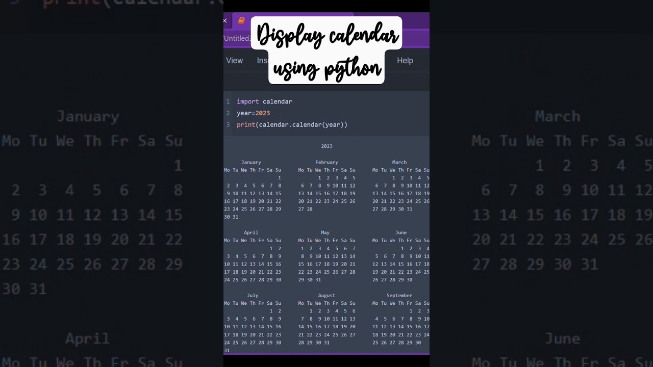 calendar using python #print #programcode #program #coding #code #python #calendar #easycoding
