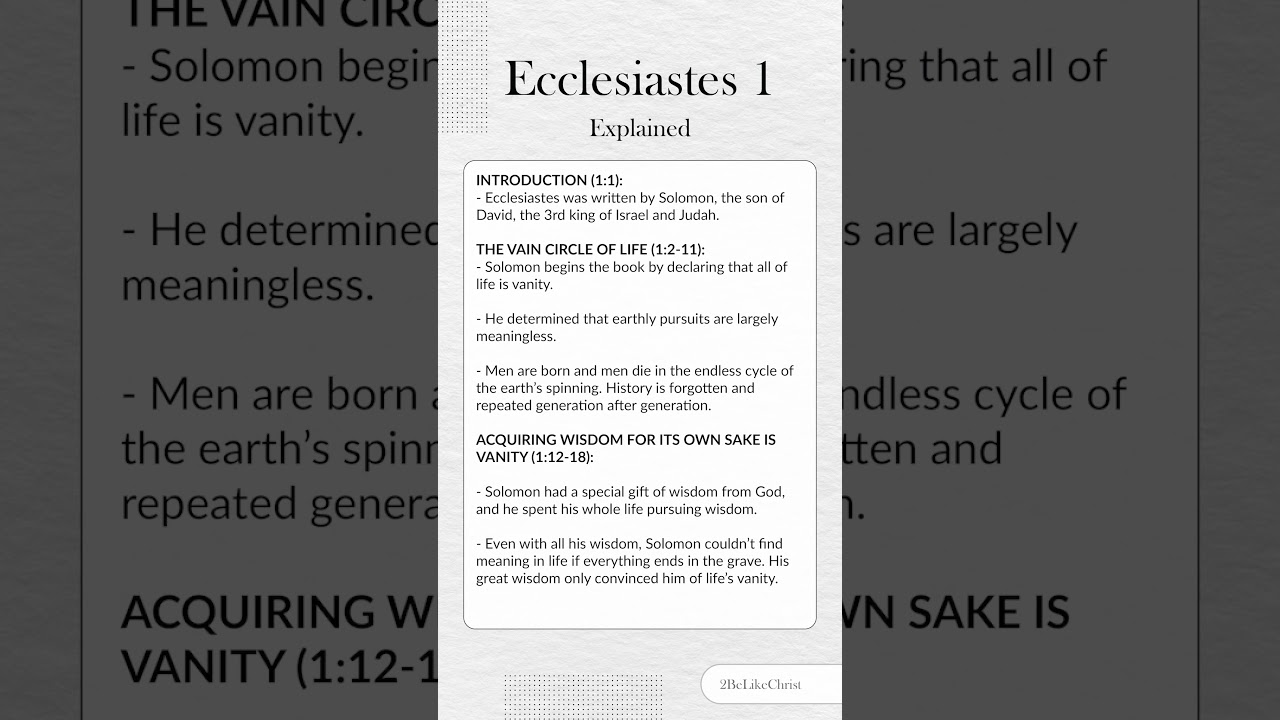 Ecclesiastes 1 - Bible Study in 1 Minute