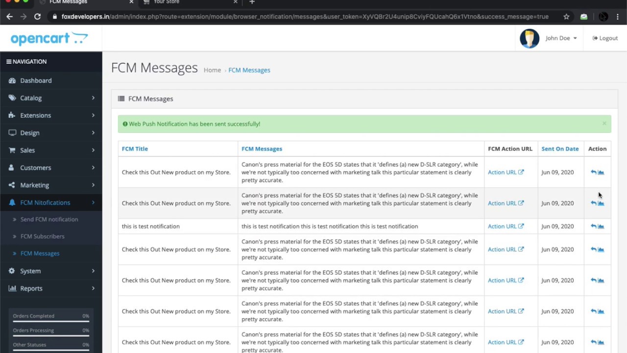 web push notification for OpenCart (Pro Version)