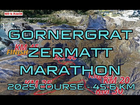 Gornergrat Zermatt Marathon 2025: fly over the 45.595 km course! Video of the race path.