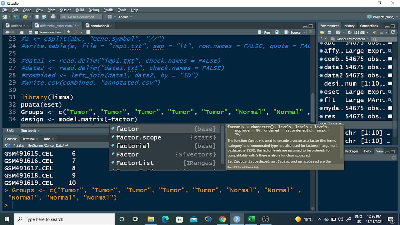 Microarray Normalization and Differential Expression using R