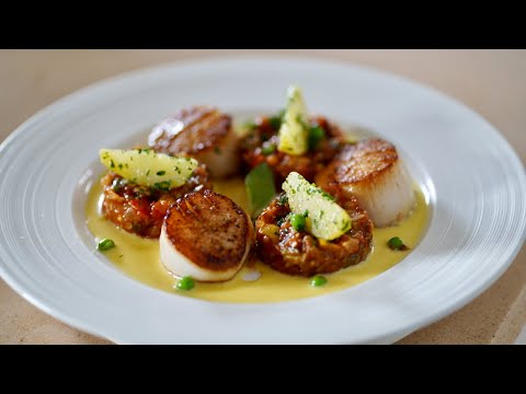 Scallops In Pernod Sauce, Ratatouille, Herbed Potatoes – Bruno Albouze