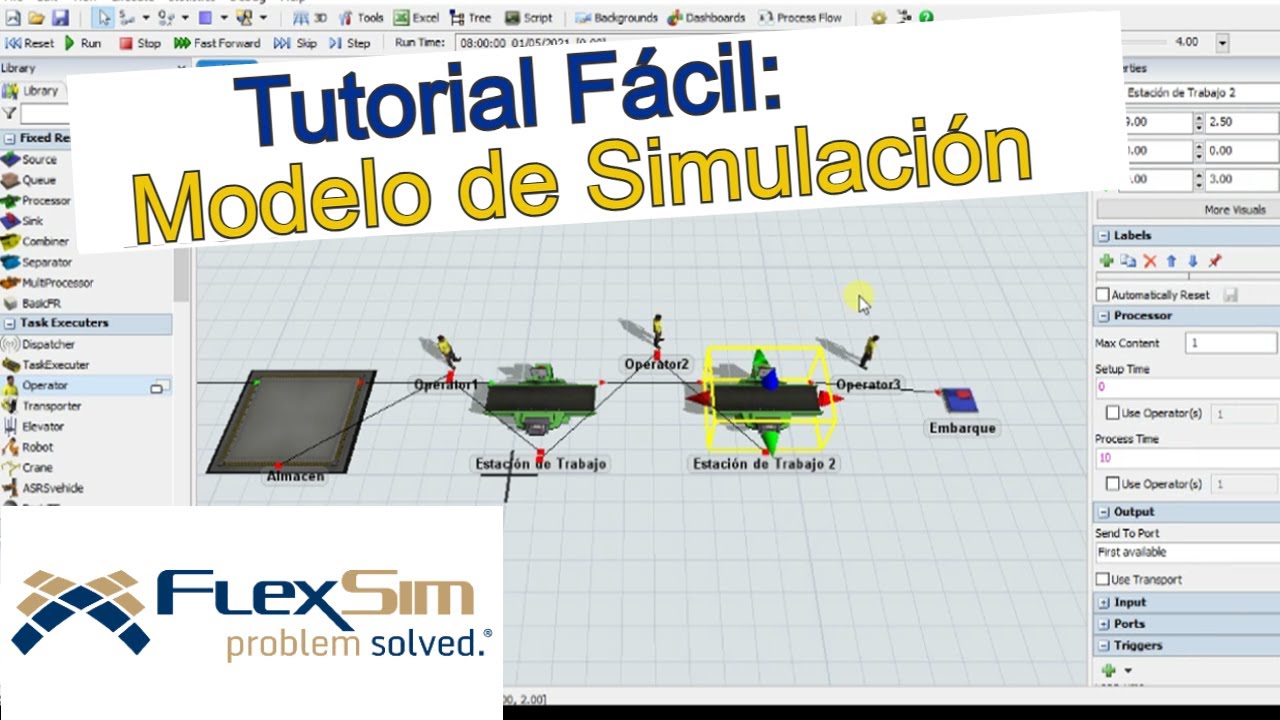 FLEXSIM TUTORIAL #1 (version 2025): How to Create a Basic Simulation Model in Flexsim