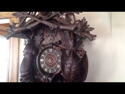 Monster 5 FOOT Antique Carved Hunters Cuckoo Clock FOR SALE