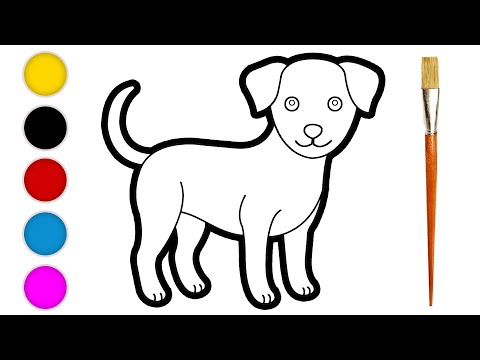 Cute Dog drawing painting and coloring | Easy step by step #drawing4kids