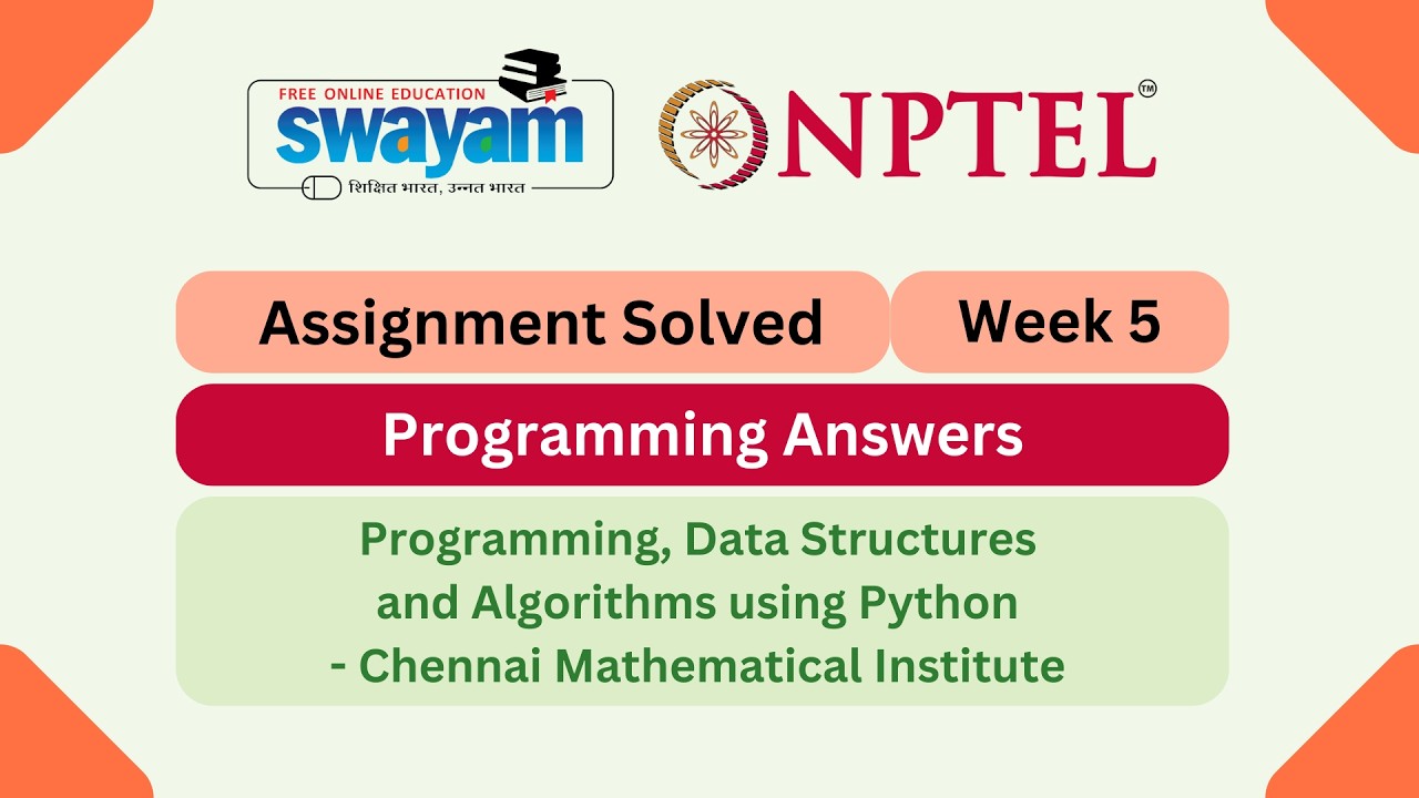 Programming, Data Structures And Algorithms Using Python Week 5 || NPTEL 2026 #nptel #myswayam