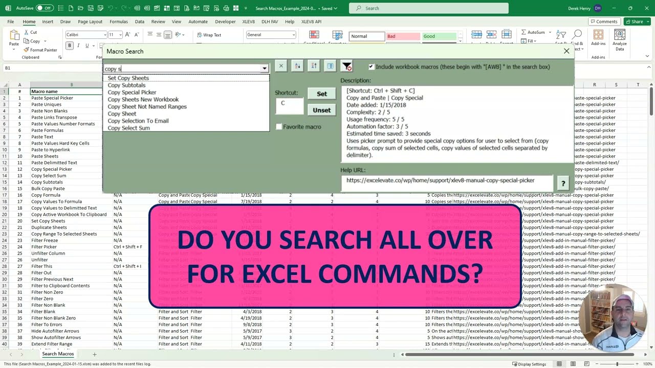XLEV8 Macro: Search Macros