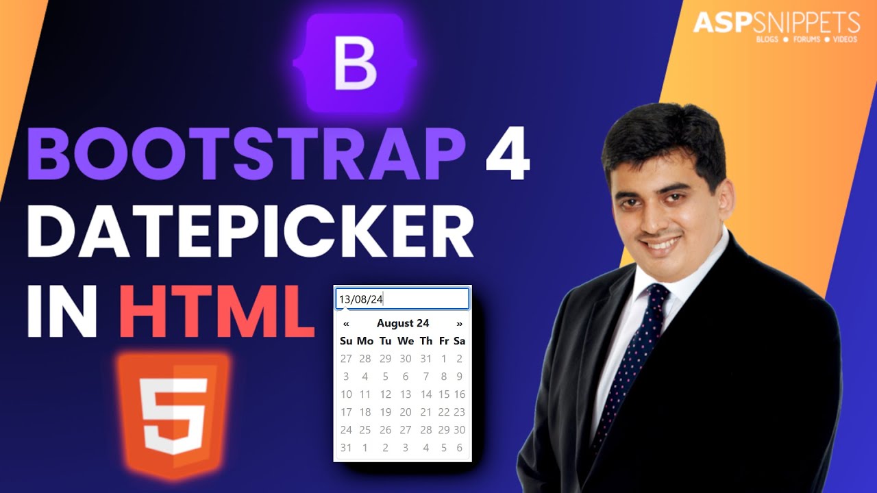 Implement Bootstrap 4 DatePicker in HTML