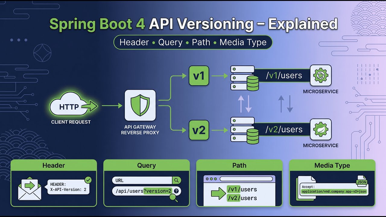 Spring Boot 4 : API Versioning Enhancements Explained | Header, Query, Path & Media Type Versioning