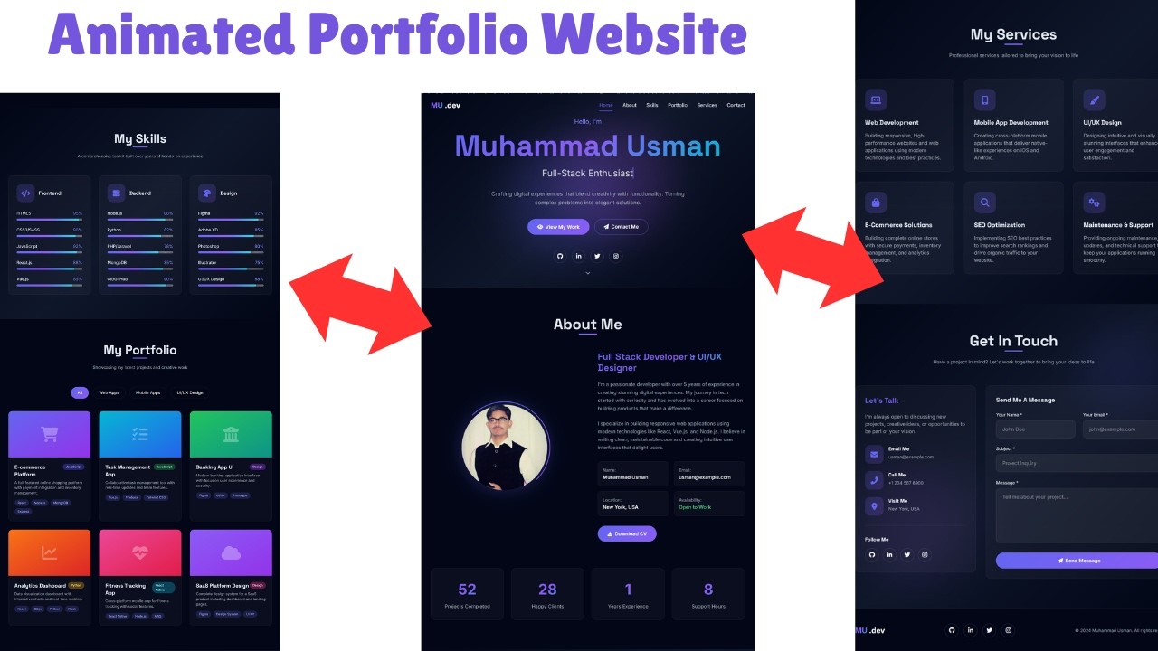 Modern Portfolio Website Using HTML & Tailwind CSS | portfolio website html css javascript